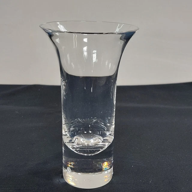 FLARED RIM FLOWER Vase Clear Thick Glass Heavy Base 16cm Height £9.99 ...