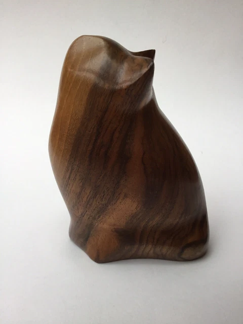 JOHN MAINWARING HAND Carved Walnut Sitting Cat, Treen, Wood Carving ...