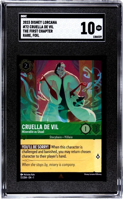 2023 DISNEY LORCANA Cruella De Vil Miserable as Usual #72/204 SGC 10 ...