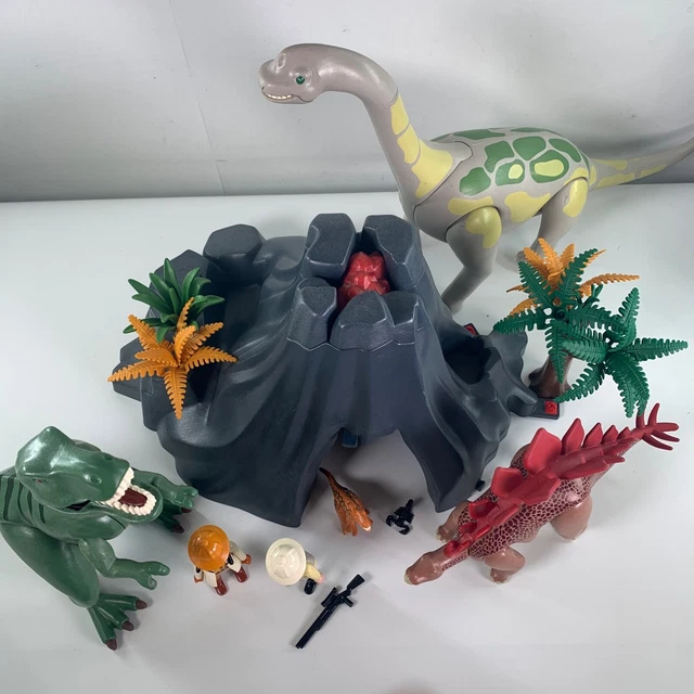 PLAYMOBIL DINOSAUR BUNDLE Exploding Volcano Stegosaurus T-Rex ...