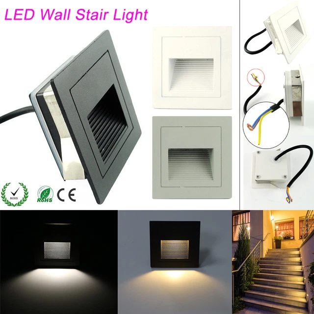 LED WALL RECESSED Stair Step Hall Lamp Corner Outdoor Lighting 85-265V ...