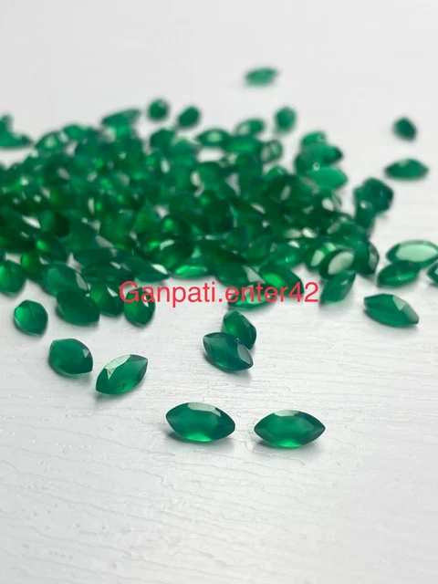 VENTE EN LOT Vert Onxy à Facettes Coupe de la Marquise 5x2.5 MM 70 ...