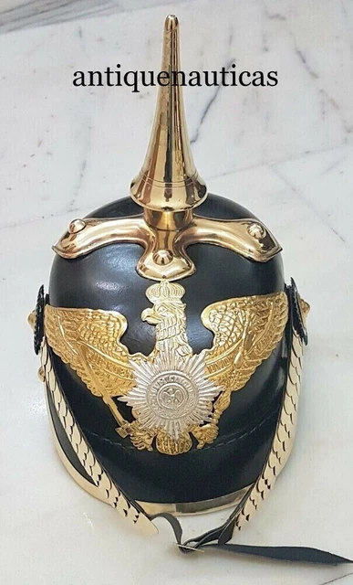 GERMAN PICKELHAUBE LEATHER Prussian Officer Imperial Helmet WWI Long ...