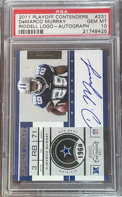 2011 PLAYOFF CONTENDERS #231 Demarco Murray Riddell logo auto RC PSA 10 ...