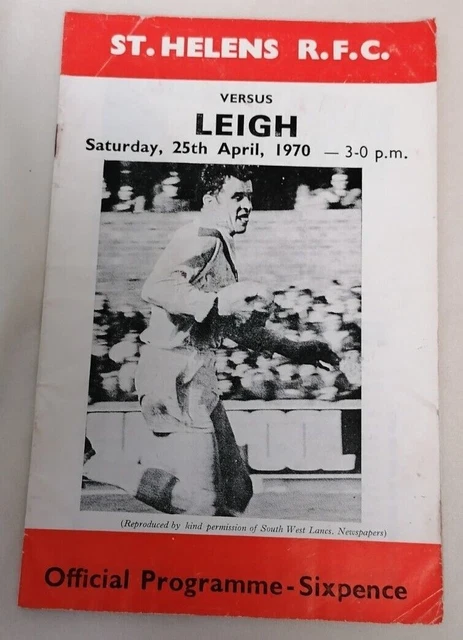 PROGRAMME - ST Helens Saints RLFC V Leigh Saturday 25th April 1970 £2. ...