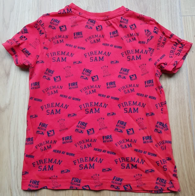 FIREMAN SAM T-SHIRT / Top Kids Boys Age 5-6 years Red Short Sleeve -INK ...
