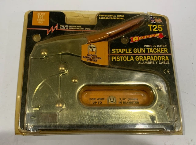 ARROW T25 - Wire & Cable Staple Gun Tacker & 1 Box Staples 9/16 / 14mm ...