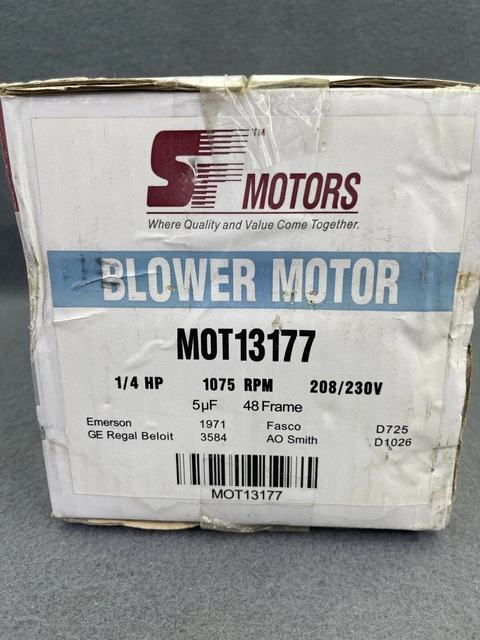 SERVICE FIRST OEM Trane BLOWER MOTOR 1/4 HP- 208/230V MOT13177 NEW IN ...