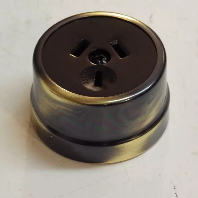 ANTIQUE BRASS CLASSIC electric heritage power socket brown face 56 AB B ...