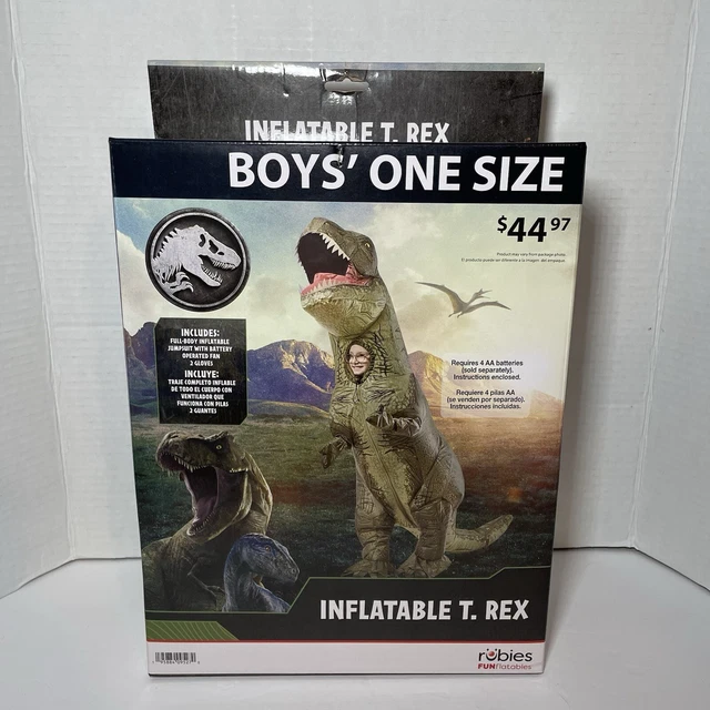 INFLATABLE T-REX DINOSAUR Costume Boys Size Jurassic World NEW Fit Up ...