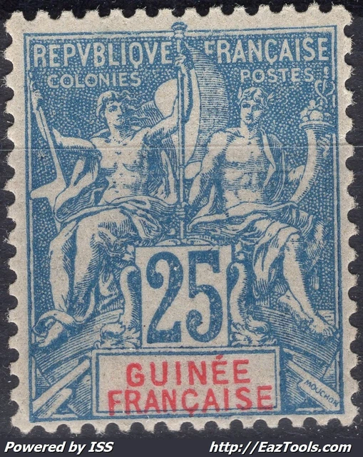 GUINÉE TYPE GROUPE 25c BLEU N° 16 NEUF * AVEC CHARNIERE EUR 10,00 - PicClick FR