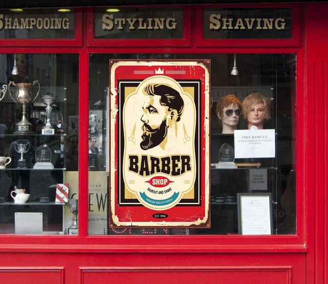 3D MAN HAIR Cut G200 Barber Shop Window Stickers Vinyl Wall Mural ...