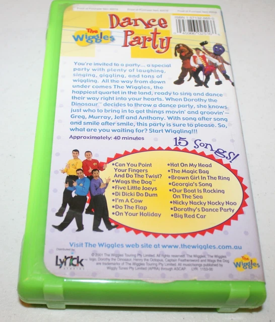 THE WIGGLES: WIGGLES Dance Party (VHS, 2001) 15 Jammin Tunes, Lyrick ...
