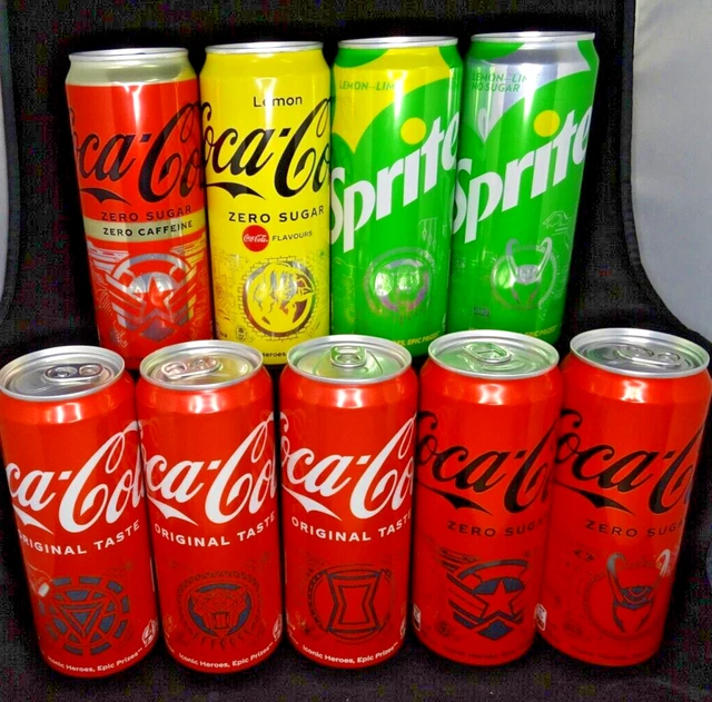COCA COLA ( Coke ) Set Of 9 Cans Marvel Avengers Campus At Disneyland ...