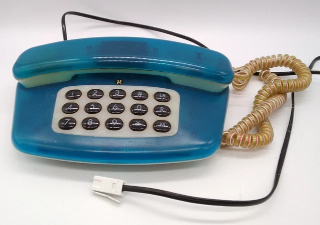 RETRO 1990S GEEMARC Jellies Blue Translucent Corded Landline Telephone ...