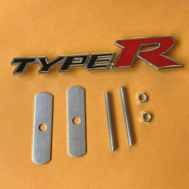 BLACK TYPE R Car Front Grill Emblem Badge Decal Logo with Screw Fits ...