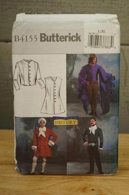 B4155 BUTTERICK MAKING History L XK Sewing Pattern Mens Renaissance ...