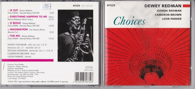 DEWEY REDMAN, JOSHUA Redman, Cameron Brown, Leon Parker ‎-Choices- CD ...