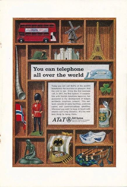 MAGAZINE AD - 1967 - AT&T / Bell System - telephone the world #2 EUR 7 ...