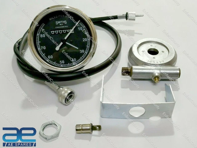 SMITHS REPLICA 80 MPH SPEEDOMETER + DRIVE & 35" CABLE FOR BSA AJS ...