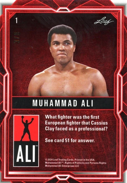 MUHAMMAD ALI 2024 Leaf Muhammad Ali Legacy Collection platine ...