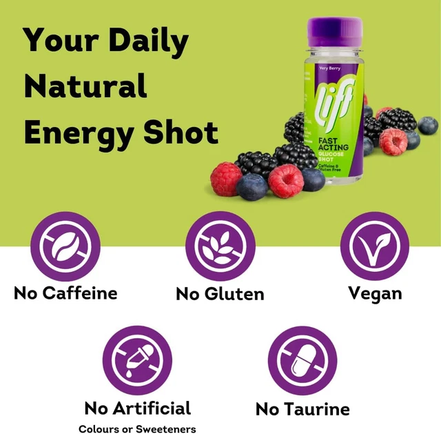 LIFT FAST-ACTING GLUCOSE Energy Juice Shots, Very Berry, 12 Pack of 60 ...