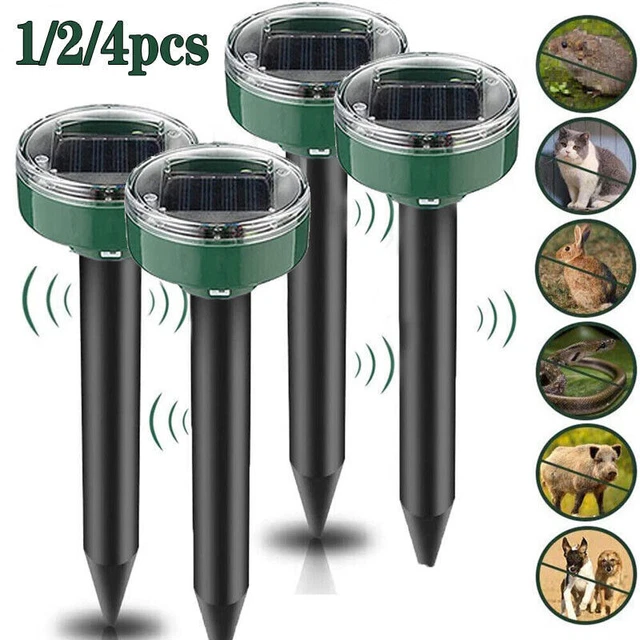 1/2/4PC MOLE RAT Repellent Solar Ultrasonic Repeller Spike Garden Pest ...