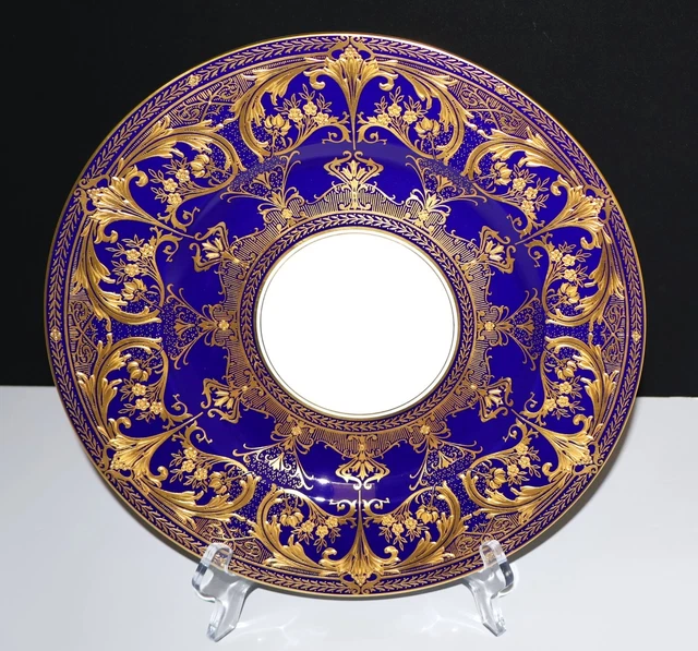 ROYAL WORCESTER COBALT Blue with Elaborate Raised Gold Cabinet Plate £ ...