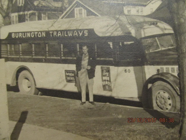 1940S PHOTO OF Driver Next To Burlington Trailways Bus Buy War Bonds ...