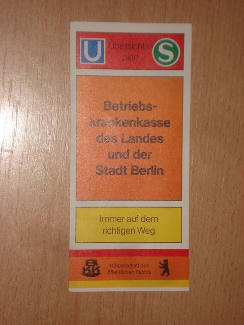 BERLINER U-BAHN S-BAHN Berlin BVG Plan 1984 Sonderausgabe Der BKK ...
