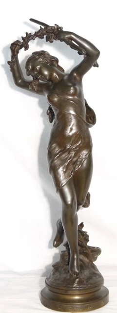 BRONZE LA FÉE Aux Fleurs D'apres Mathurin Moreau 19 Ème Patine ...