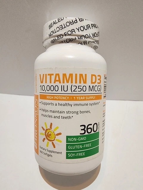 BRONSON VITAMIN D3 10000 IU High Potency USDA Certified Organic D 360 ...