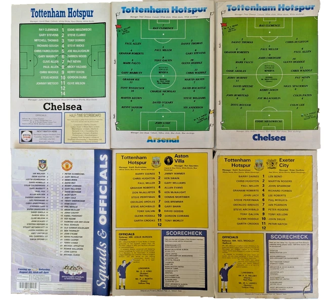 TOTTENHAM HOTSPUR - Programmes - Arsenal, Chelsea x2, Villa, Man U ...
