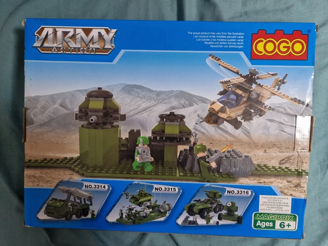 COGO ARMY 3313 Magibrix Compatibile Elicottero Torre Guardia 376 Pcs ...