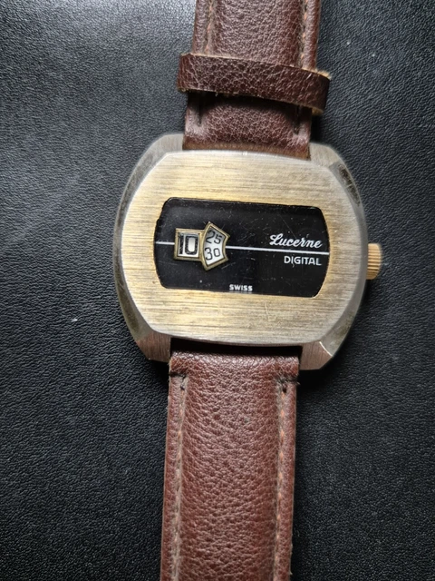 BEAUTIFUL WORKING MENS Vintage Swiss Mechanical Jump Hour Watch Lucerne ...