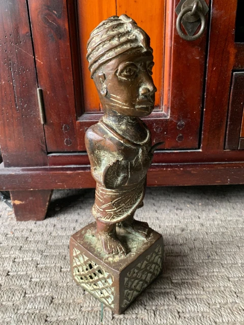 RARE ANCIENNE BELLE Statue Bronze Homme Chef Benin Niger - Art Premier ...