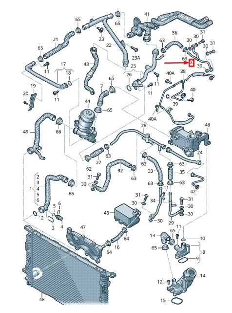 AUDI Q5 8R Engine Coolant Return Pipe 059121492AG NEW GENUINE EUR 93,24 ...