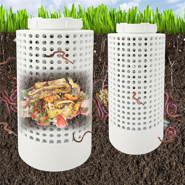 UNDERGROUND COMPOSTER BIN Garden Worm Tower Soil Aerator Eco Waste ...