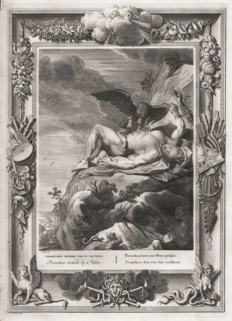 PROMETHEUS LEBER AVVOLTOIO Greek Mitologia Mythology Incisione ...
