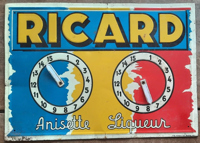 ANCIENNE PLAQUE TOLE Compteur petanque RICARD boule concours marseille ...