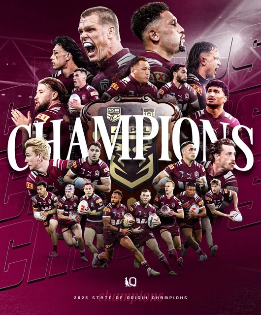 QUEENSLAND MAROONS 2025 State Of Origin Nrl Rugby Champion Team Poster ...