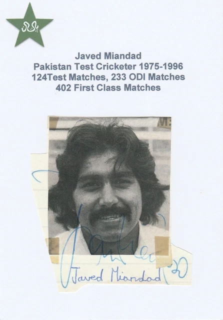 JAVED MIANDAD PAKISTAN TEST CRICKETER original autograph picture ...