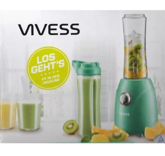 VIVESS SMOOTHIE MAKER mit 2 Mixbechern Standmixer grün /Pal24 EUR 25,00 ...