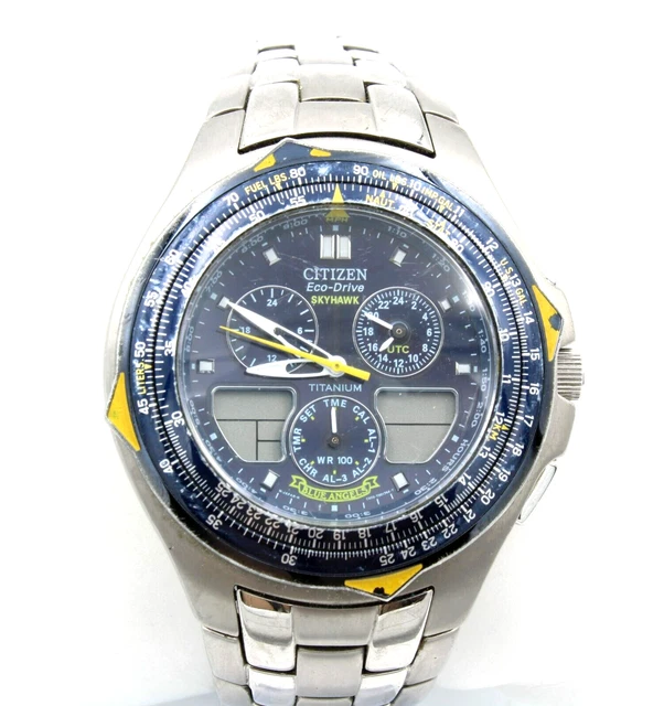 CLASSIC CITIZEN ECO-DRIVE Promaster SKYHAWK Blue Angels Titanium #WB173 ...