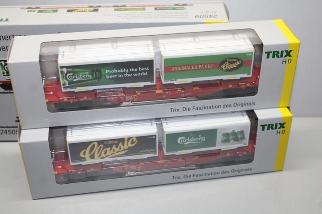 TRIX 24509 CONTAINER Supporting Horizontal Set Carlsberg & Tubourg DB ...