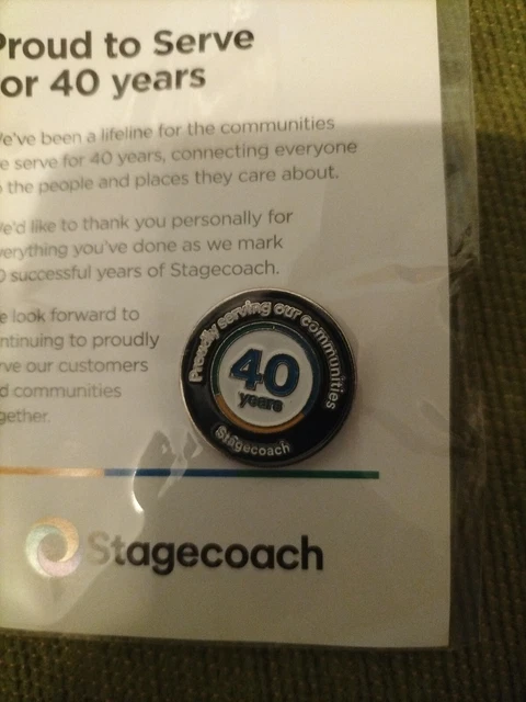 STAGECOACH BADGE 40 Years Of Service £6.85 - PicClick UK