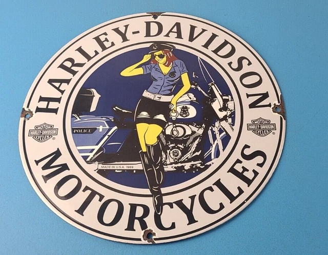VINTAGE HARLEY DAVIDSON Motorcycles Sign - Police Biker Gas Girl ...