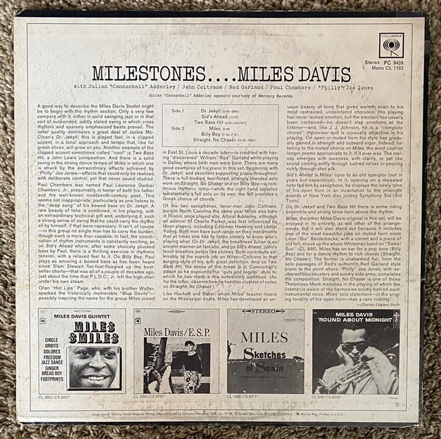 MILES DAVIS - Milestones - Columbia PC-9428 LP Vinyl Record - NM- £0.75 ...