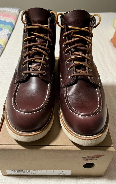RED WING Men's Classic Moc Toe Boot Black Cherry Excalibur Leather Size ...