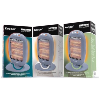KOOPER STUFA ALOGENA 3 Elementi Oscillante Elettrica 1200W Spegnim ...
